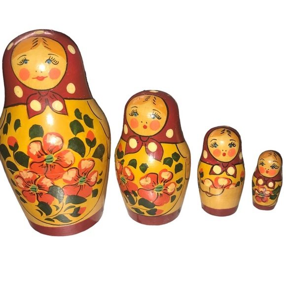 Accents | Vintage Russian Stacking Nesting Dolls 4 Dolls | Poshmark